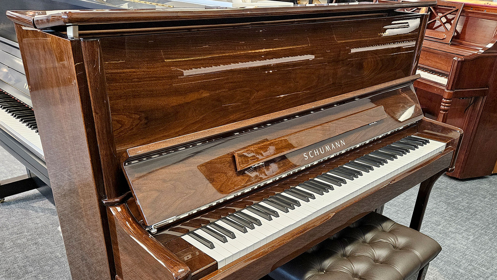 Schumann K1 Polished Walnut Used Piano 2022 - Riverton Piano Blog